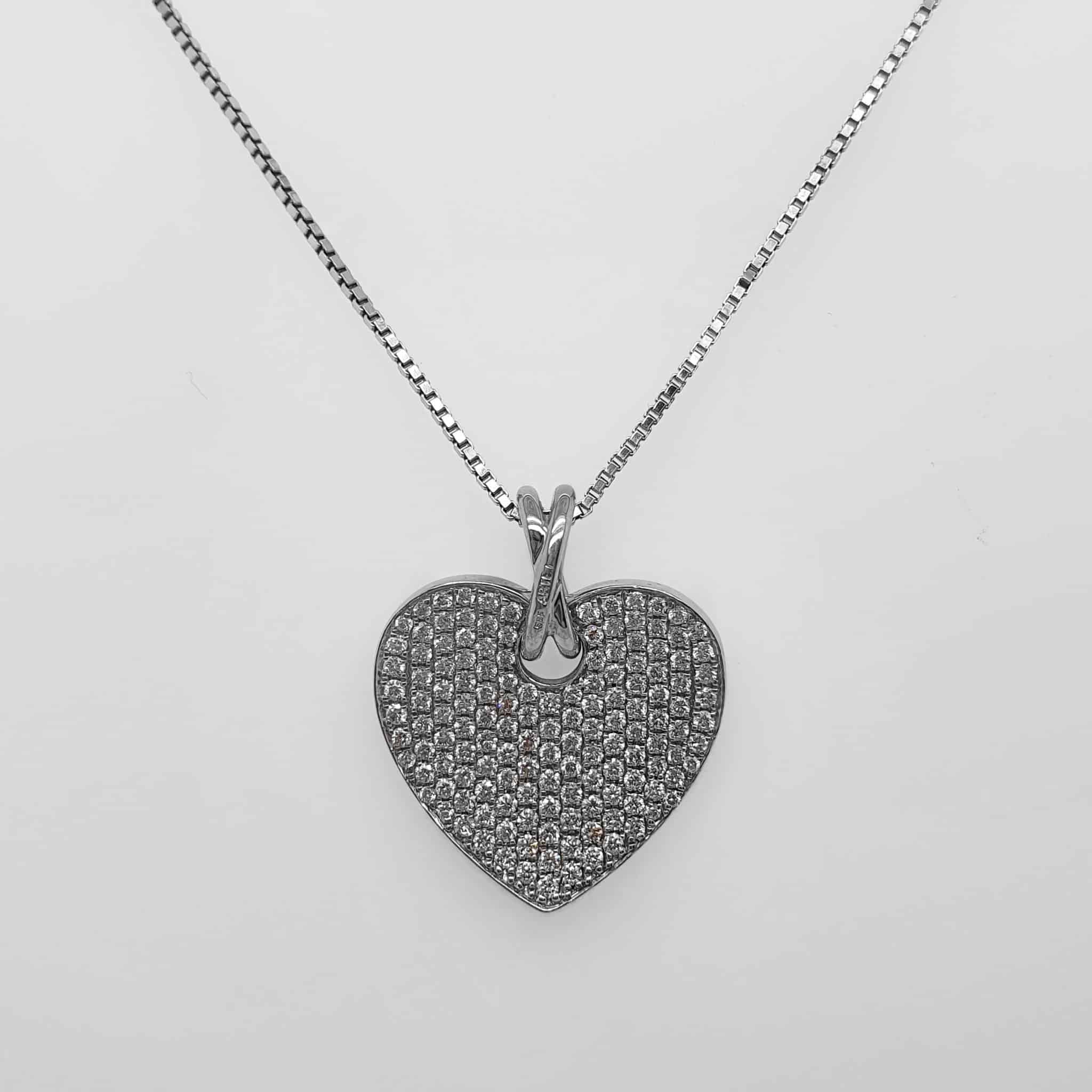 Hvitt gull hjerte anheng med diamanter totalt 1.34 ct | Gullsmed Heyerdahl